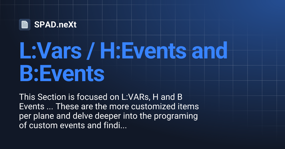 L:Vars / H:Events and B:Events | SPAD.neXt