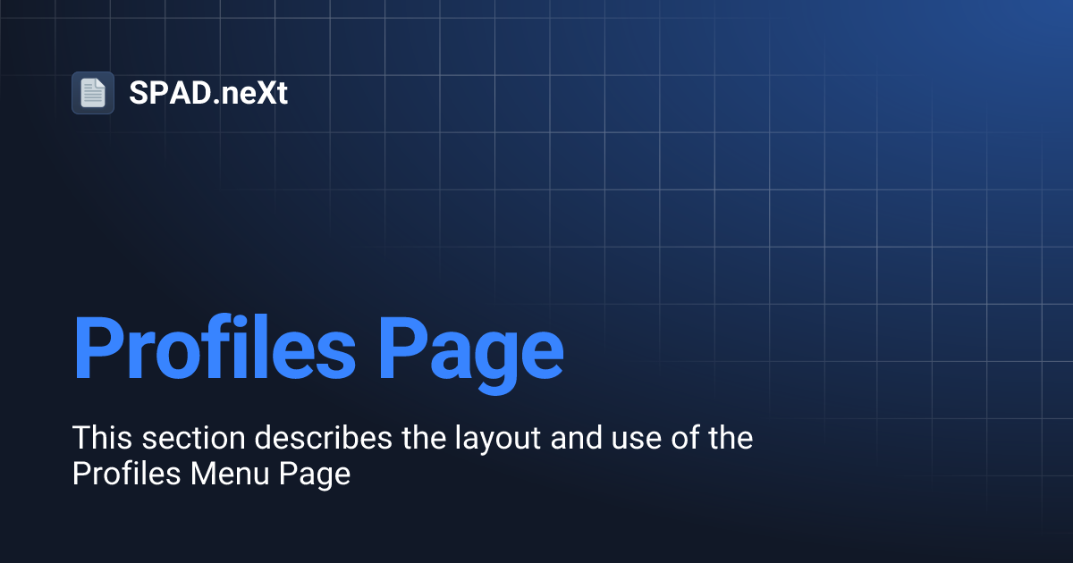 Profiles Page | SPAD.neXt